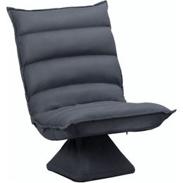 HOMCOM Bodensofa Bodenstuhl mit Verstellbarer Lehne, Drehbarer Meditationsstuhl, Relaxsessel für Wohnzimmer, Büro, Mikrofasertuch, Dunkelgrau, 62 x 70 x 95