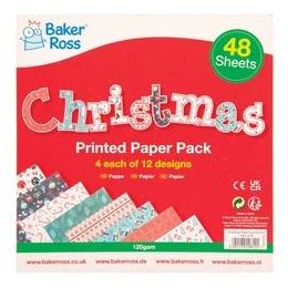 Weihnachtliches Papierset (48 Stück) Bastelbedarf zu Weihnachten