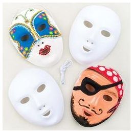 Beflockte Masken - Weiß (8 Stück) Zum Selbstgestallten