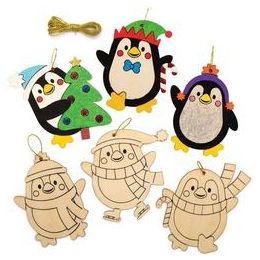 Pinguin Anhänger aus Holz zum Ausmalen (12 Stück) Bastelaktivitäten zu Weihnachten