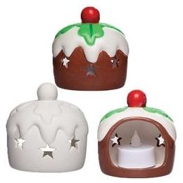 Keramik-Teelichthalter "Weihnachtspudding" (Box mit 3) Bastelaktivitäten zu Weihnachten