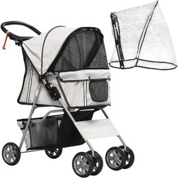 PawHut - Haustierbuggy, faltbar, mit 1 Korb, 2 Becherhalter, 75 cm x 45 cm x 97 cm, Grau - Grau