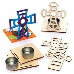 Kreuz Teelichthalter Set aus Holz (4 Stück) Bastelaktivitäten zu Ostern