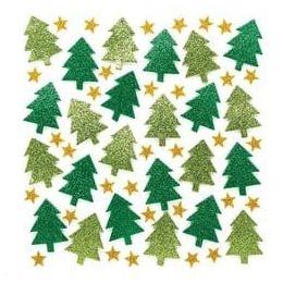 Glitzernde Aufkleber "Weihnachtsbaum" (100 Stück) Bastelbedarf zu Weihnachten