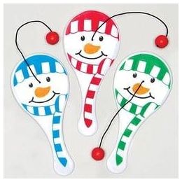 Mini-Paddleballschläger "Schneemann" (6 Stück) Weihnachtsspielzeug