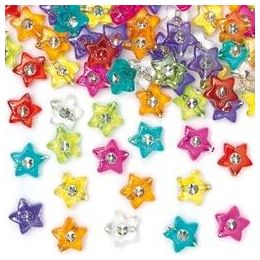 Plastikperlen "Sterne" mit Strass (300 Stück) Schmuck Basteln