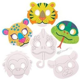 Regenwald-Tier-Masken zum Ausmalen (10 Stück) Zum Selbstgestallten