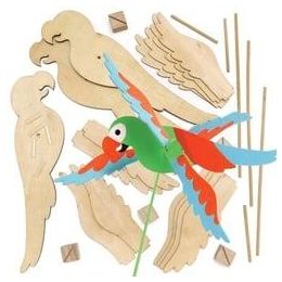 Papageien Windrad-Set (3 Stück) Basteln mit Holz