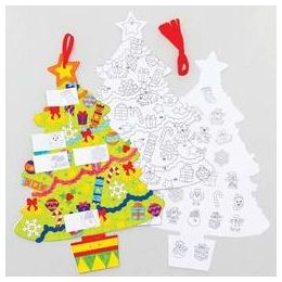 Weihnachtsbaum Adventskalender zum Ausmalen (5 Stück) Bastelaktivitäten zu Weihnachten