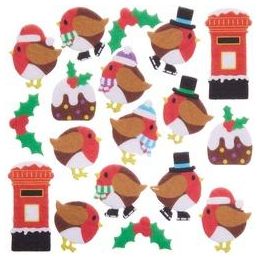 Filz Sticker "Rotkehlchen" 10 Stück (100 Stück) Bastelbedarf zu Weihnachten