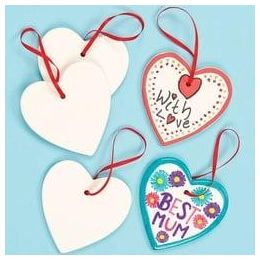 Keramik-Anhänger "Herz" (5 Stück) Bastelaktivitäten Valentinstag