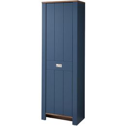 Lomadox - Schuhschrank Garderobenschrank schmal matt blau mit Eiche DEVON-36 Landhausstil, 65 cm breit - blau