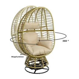 EstexoH&G Estexo - Polyrattan Loungesessel Schwingsessel Rattan Sessel Relaxsessel Stuhl Beige