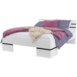 Lomadox Bett Doppelbett, 160 cm Liegefläche, in weiß VALLETTA-83, b/h/t ca. 166/89/217 cm - weiß