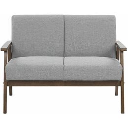 Beliani Sofa Grau Polsterbezug 2-Sitzer Retro Stil mit Holzbeinen Federkern Diele Wohnzimmer Salon Möbel Wohnecke Sitzecke - Grau