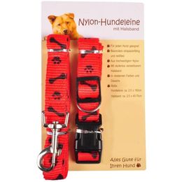 BURI Nylon-Hundeleine mit Halsband verstellbar Hundehalsband Leine Hund rot grün blau