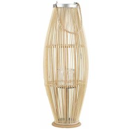 Beliani - Laterne Braun 84 cm mit Windlicht aus Glas für den Innen- und Aussenbereich dekoratiiv Modern - Heller Holzfarbton