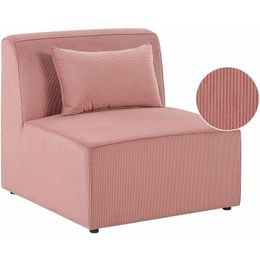 Beliani Mittelstück für Sofa Rosa Polsterbezug aus Cord mit Rückenlehne Modernes Retro Design Wohn- und Arbeitszimmer Flur Diele Salon Möbel - Rosa