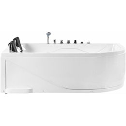 Beliani Whirpool-Badewanne Weiß Rechts 180 x 120 cm mit LED-Beleuchtung spa Modern - Schwarz