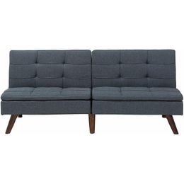 Beliani - 3-Sitzer Sofa Dunkelgrau Stoffbezug Gesteppt mit Schlaffunktion Verstellbarer Rückenlehne Hohe Holzbeine Retro Wohnzimmer Schlafsofa