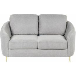 Beliani - 2-Sitzer Sofa Hellgrau Stoffbezug mit Armlehnen Goldenen Metallfüßen Glamourös Modern Wohnzimmer Schlafzimmer Möbel Sitzmöbel - Grau