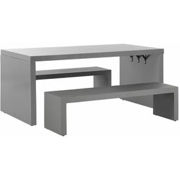 Beliani - Gartenmöbel Set aus Beton mit großem Tisch U-Form und 2 Sitzbänken in U-Form Modern Industriell Stil Indoor & Outdoor - Grau