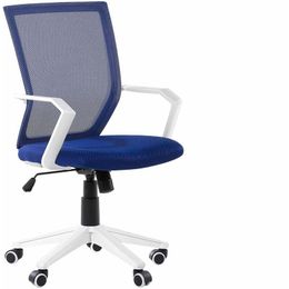 Beliani - Bürostuhl Blau höhenverstellbar mit Nylon Laufrollen Modernes Design - Weiß