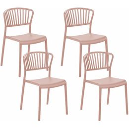Beliani Esszimmerstühle 4er Set in Rosa aus Kunststoff für Innen- und Außenbereich Geeignet Moderner Stil Plastik Gartenstühle für Garten Esszimmer - Rosa