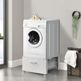 Waschmaschinen-Untergestell mit Schublade Weiß [en.casa] Weiß