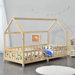 Kinderbett Sisimiut 90x200 cm Holzfarben [en.casa] Kiefer