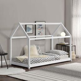 [en.casa] - Kinderbett Netstal 70x140 cm Weiß Weiß