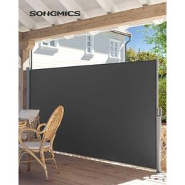 Songmics Seitenmarkise 180 x 300cm tüv süd gs zertifiziert Markisenstoff aus Polyester 280g/m² 2 Montagearten Anthrazit GSA180G - Anthrazit