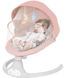 Kimbosmart - Babywippe, elektrisch Babyschaukel bluetooth Musik 5 Gang 0-12 Monat max. 9kg - Rosa