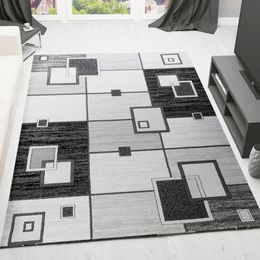 Designer Teppich Wohnzimmer Grau Anthrazit Kariert Retro mit geometrischen Motiven und Farbverlauf ,80 x 150 cm