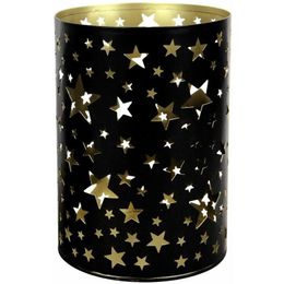 TrendLine - Windlicht Metall Sterne ø 13 cm schwarz-gold