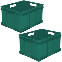 keeeper 2x Eurobox xxl Aufbewahrungsbox, eco Kunststoff (pp), 52 x 43 x 28 cm, 54 l, Grün