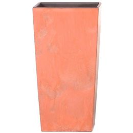 91,5 l Prosperplast Urbi Square Effect hohes Pflanzgefäß aus Kunststoff mit Wasserbehälter in der Farbe Terracotta, 75 (h) x 40 (b) x 40 (t) cm