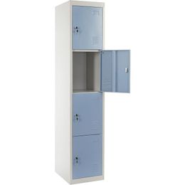 HHG - Schließfach Preston T163, Schließfachschrank Wertfachschrank Spind, Metall 180x38x45cm, blau - grey