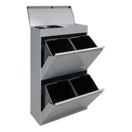 ARREGUI - Top Recycling Abfalleimer / Mülleimer aus Stahl mit Aufbewahrungsbox mit Deckel, Mülltrennsystem mit 4 entnehmbaren Inneneimern aus