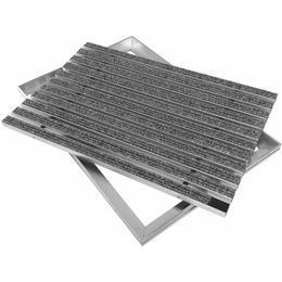 Eingangsmatte 100x50 Rips hellgrau mit alu Rahmen Fußmatte Türmatte Abstreifer Schuhabstreifer - Aco