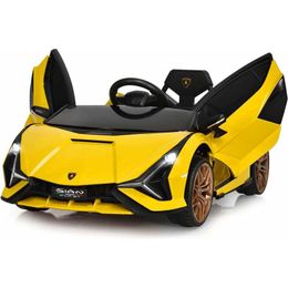 Costway - 12V Lamborghini Kinderauto mit 2,4G-Fernbedienung, Elektroauto 3-5km/h mit MP3, Radio, Musik und LED-Scheinwerfer, Kinderfahrzeug für