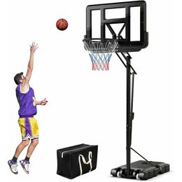 Costway Basketballständer 245-305 cm höhenverstellbar, Basketballkorb mit Ständer & 2 Rädern, Korbanlage für Kinder, Erwachsene, mobiles Basketballanlage