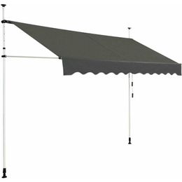 Klemmmarkise Sonnenschutz, Balkonmarkise hoehenverstellbar 200-300cm, Sonnenmarkise mit Handkurbel ohne Bohren 300cm breit, grau - Costway