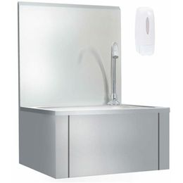 HandWaschbecken, Aufsatzwaschbecken, Waschschale Spülbecken Premium mit Wasserhahn und Seifenspender Edelstahl JSHD612864 MAISONCHIC