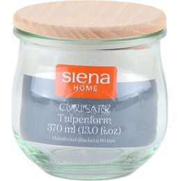 Siena Home - Tulpe-Glas Cucinare hd 370 ml Weck-Glas, Buchenholz-Deckel