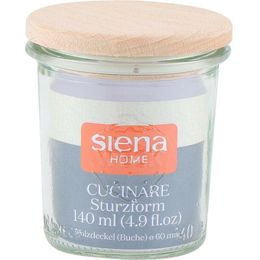 Siena Home Sturz-Glas Cucinare RR140 Weck-Glas 140 ml, Buchenholz-Deckel