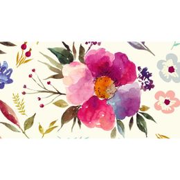 DOGE MILANO - Dmora Küchenläufer, 100% Made in Italy, Fleckabweisender Teppich mit Digitaldruck, Rutschfester und waschbarer Läufer, Modell Blumen
