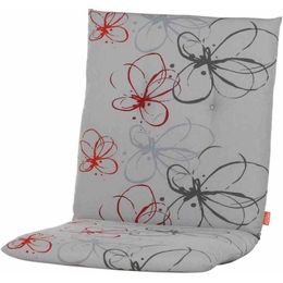 siena GARDEN - mirach Sesselauflage 100 cm Dessin Blume rot, 100% Baumwolle