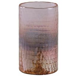 Windlicht aus goldfarbenen und rosa sandgestrahlten Glas 8 cm