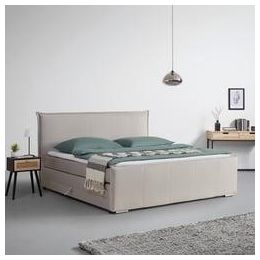 Boxspringbett ''Leonora'', 200x200 cm, beige, mit Topper